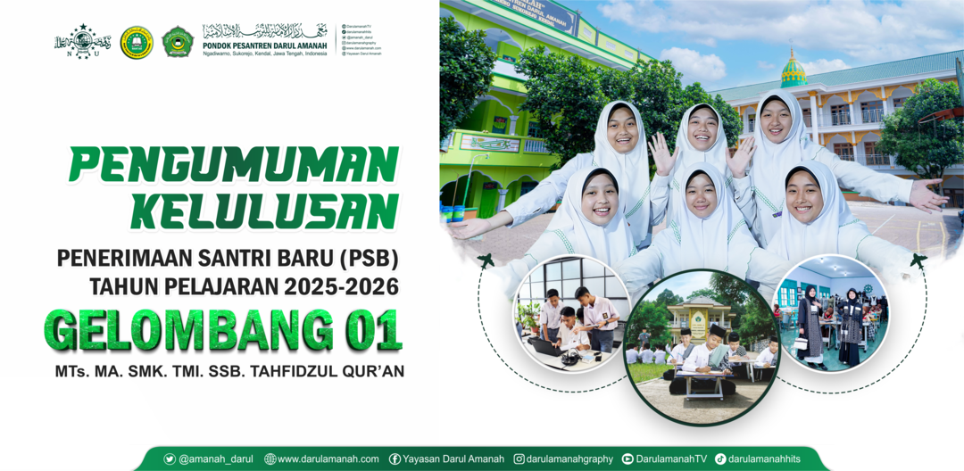 PENGUMUMAN TES SELEKSI PENERIMAAN SANTRI BARU (PSB) GELOMBANG 1 TAHUN ...